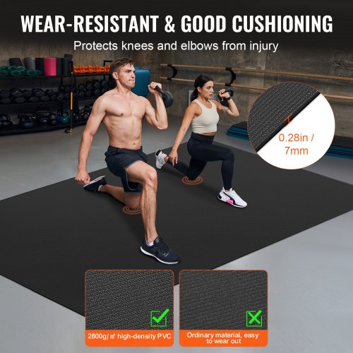 VEVOR Exercise Mat, Non Slip High Density Premium Yoga Mat, Exercise ...