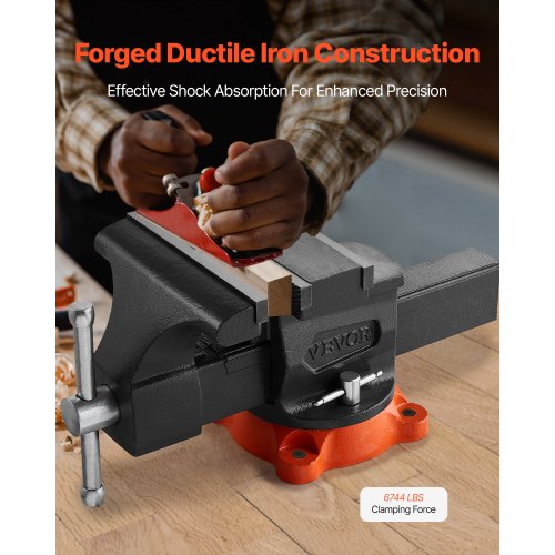 8" Bench Vise Multipurpose Heavy Duty Ductile Iron Swivel Locking Base ...