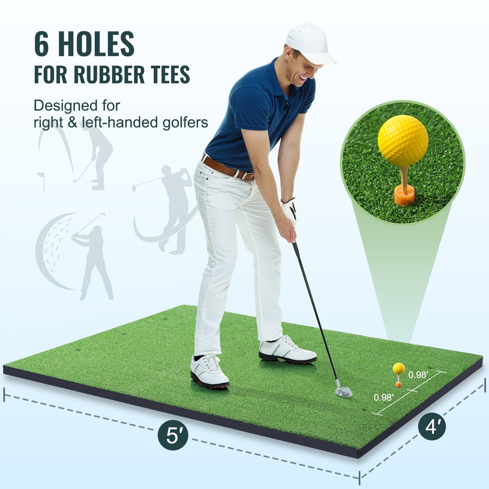 VEVOR Golf Training Aids Hitting Mat – 5x4FT, 22MM Turf