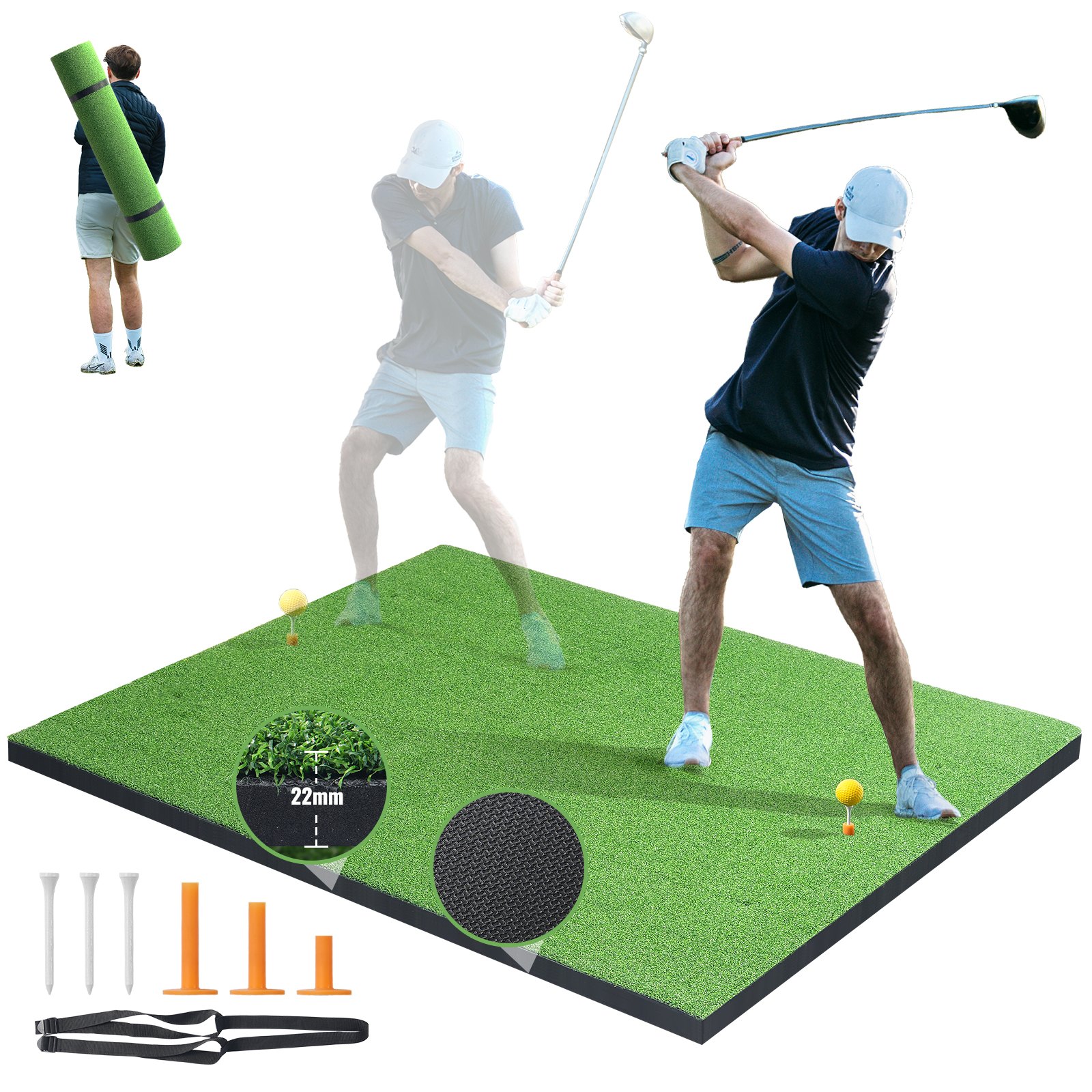 VEVOR Golf Training Aids Hitting Mat – 5x4FT, 22MM Turf
