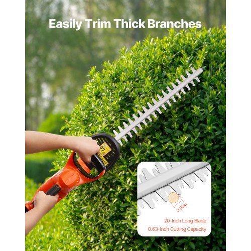 Cordless Electric Hedge Trimmer 20V Battery 20in Dual-Action Blade Bush ...