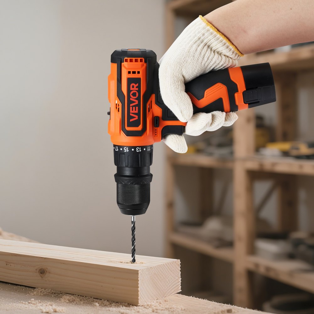 VEVOR Cordless Drill and Drill Bit Set – 12V, 32Nm, 1500 RPM