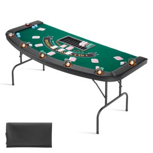 72 in Semi-oval Folding Poker Table Foldable 7 Player Casino Texas ...