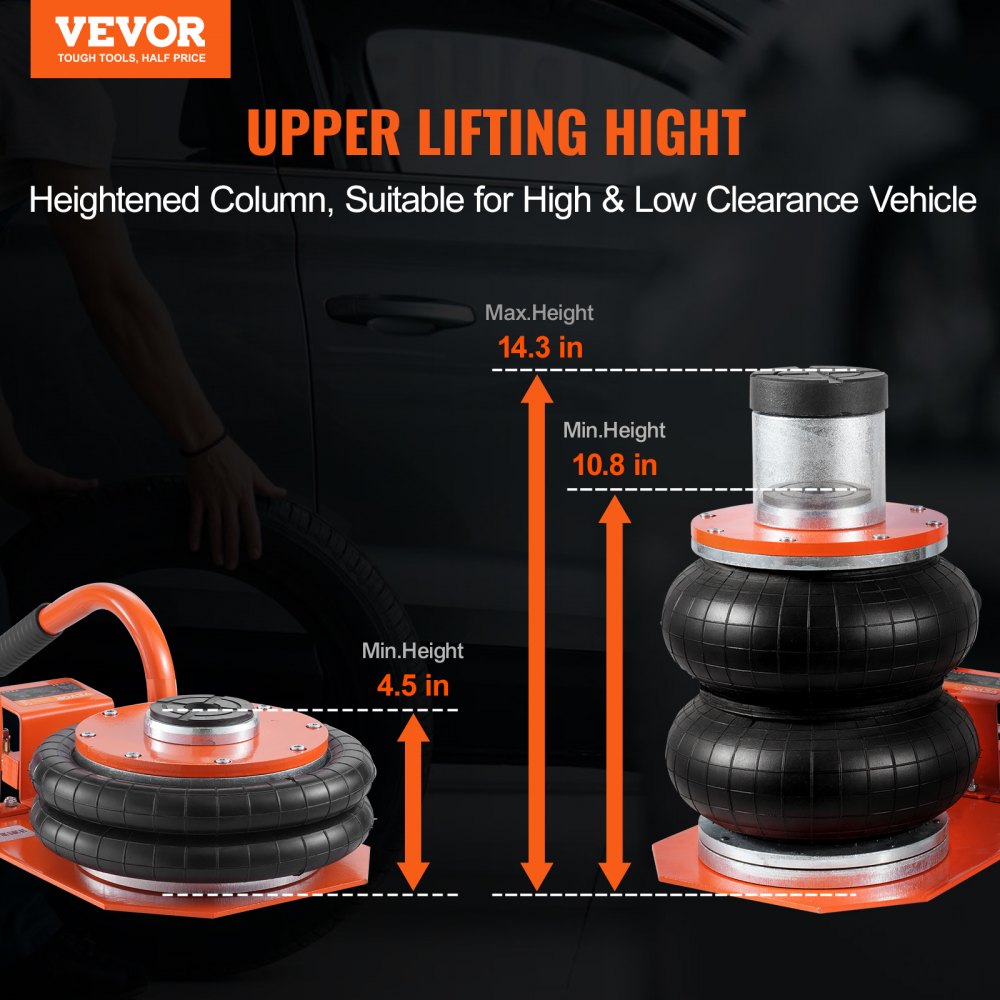 VEVOR Air Jack 3 Ton/6600 lbs Pneumatic Jack with Heightened Column for ...