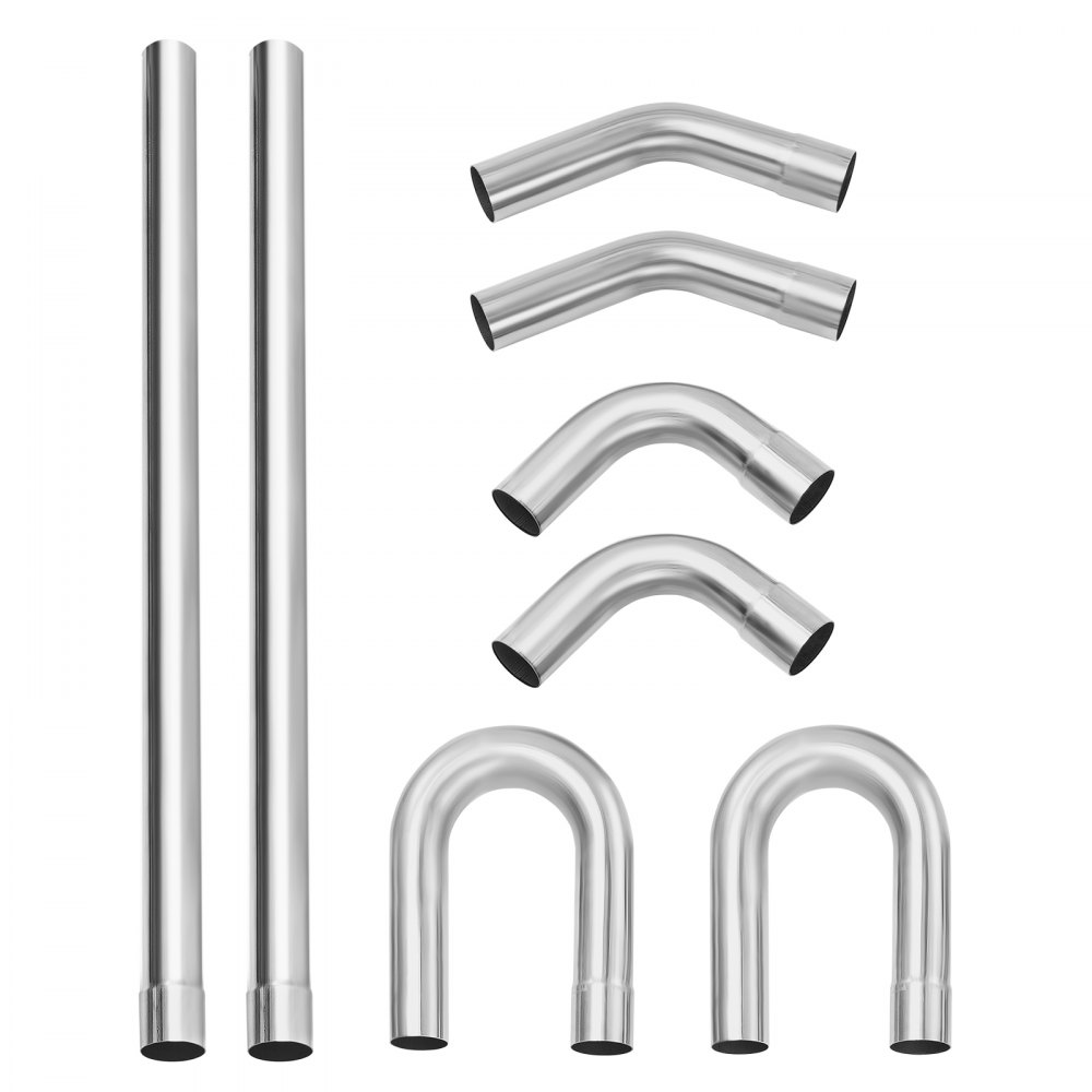 VEVOR Exhaust Kit, 8 Pieces, DIY Universal Stainless Steel Exhaust Kit ...