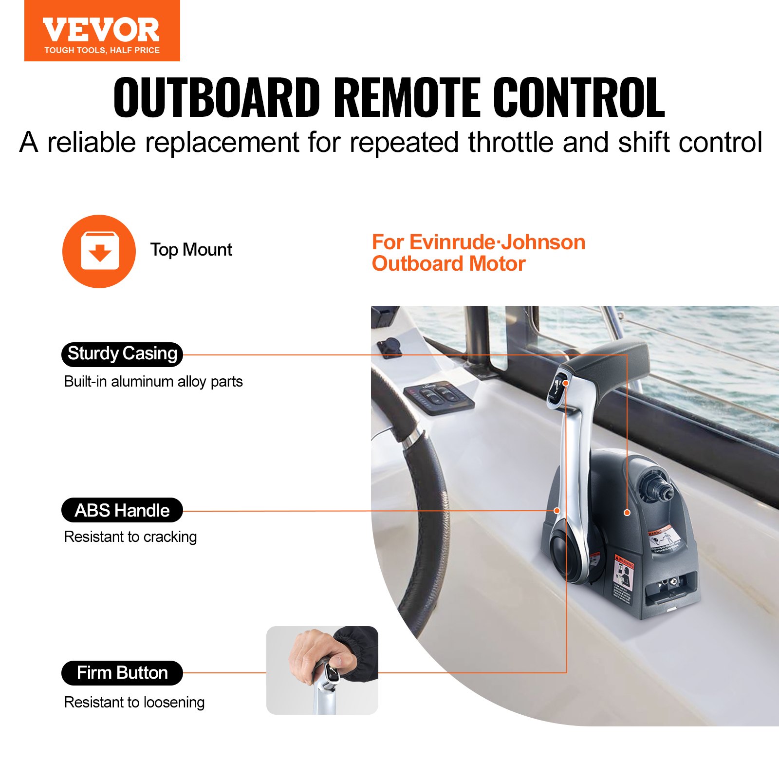 VEVOR Boat Throttle Control, 5006186 Top-Mounted Outboard Remote ...