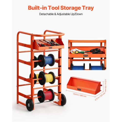 Wire Spool Rack 11 Rods Cable Caddy Wire Spool Cart for Industrial ...