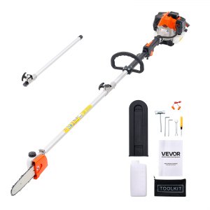 VEVOR Gas Pole Saw, 25CC 2 Stroke Gas Powered Pole Saws with 8 in Cutting Bar, Cordless Tree ...
