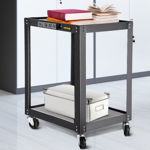 VEVOR AV Cart, 26 Inch Height Media Cart with Power Strip, 24 x 18 ...