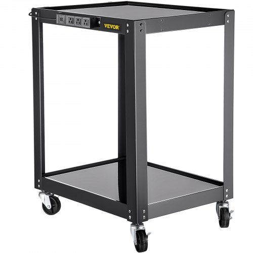 VEVOR AV Cart, 26 Inch Height Media Cart with Power Strip, 24 x 18 ...