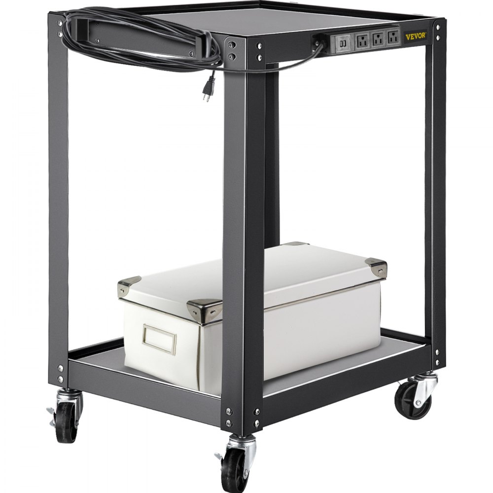 VEVOR AV Cart, 26 Inch Height Media Cart with Power Strip, 24 x 18 ...