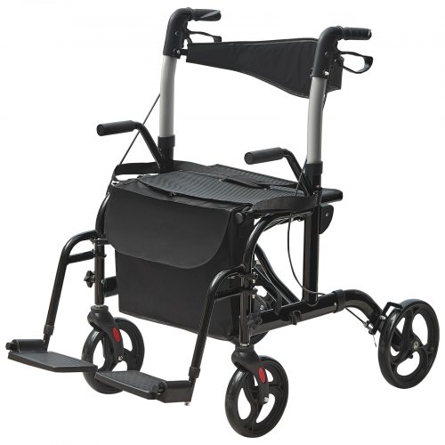 VEVOR 2 in 1 Rollator Walker & Transport Chair for Seniors, Folding ...