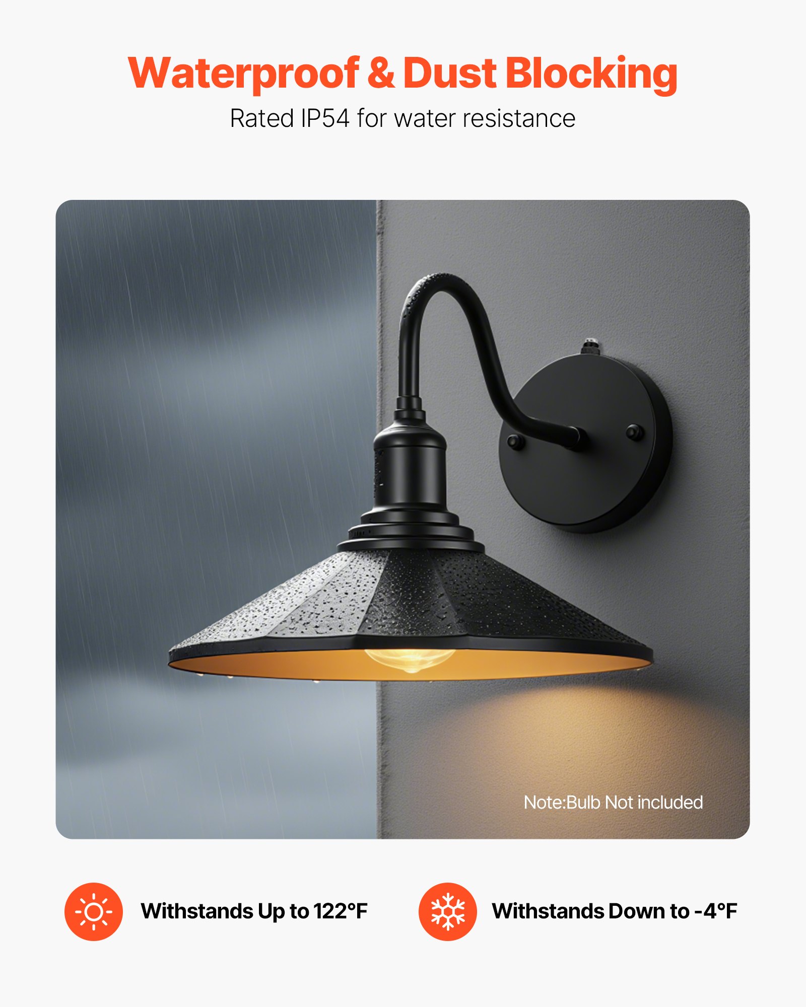 VEVOR Outdoor Barn Light – 2pk, 11.5", IP54, E26, 60W, -4°F