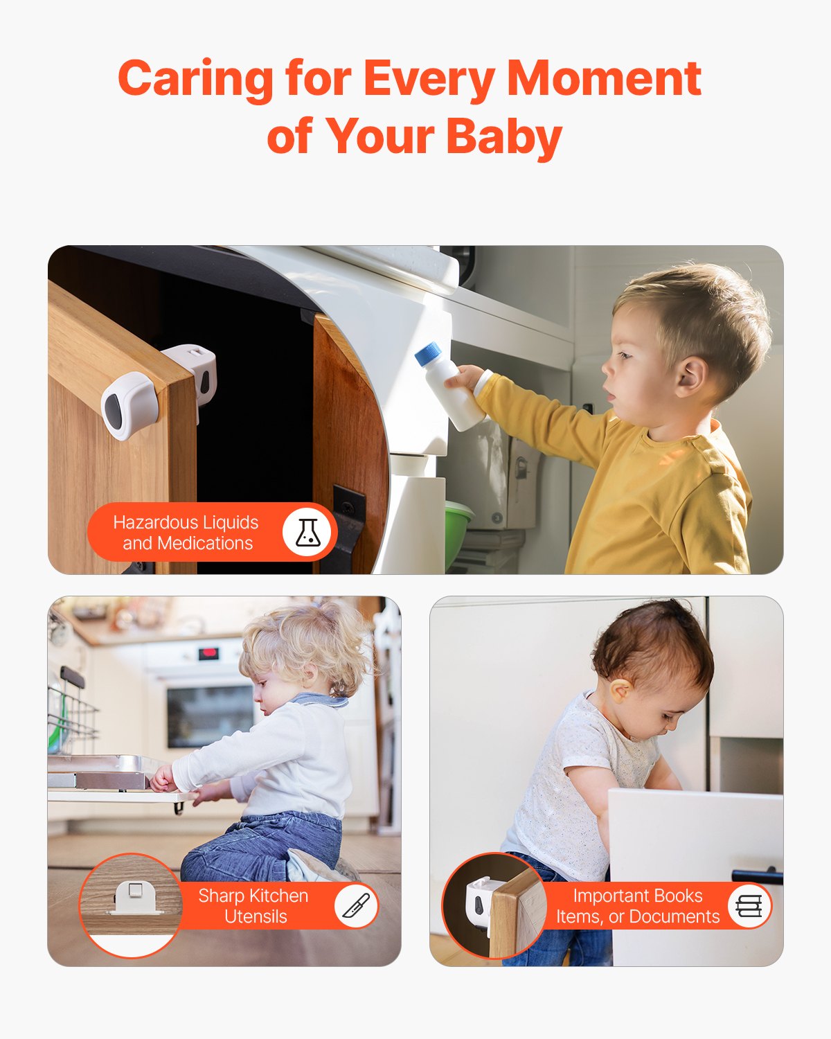 VEVOR Child Locks for Cabinets — Invisible Magnetic Latches