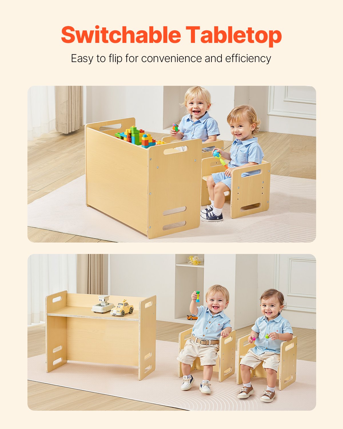 VEVOR Montessori Weaning Table and Chair Set, Wooden Toddler Table and ...