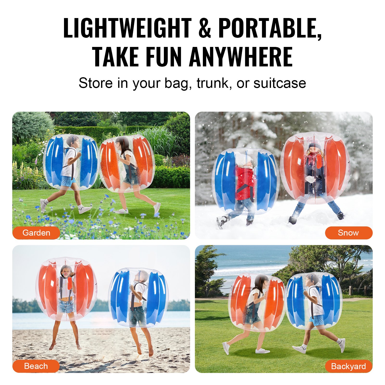 VEVOR Inflatable Bumper Balls 2-Pack, 3FT/0.9M Body Sumo Zorb Balls for ...