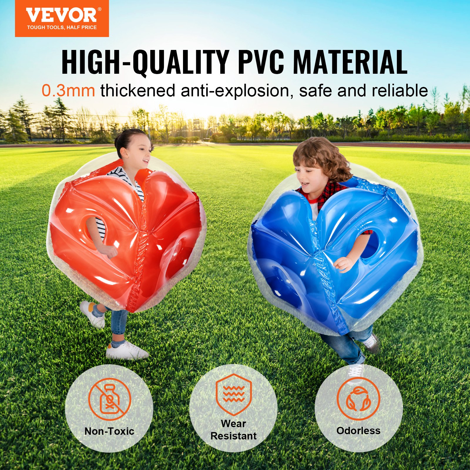 VEVOR Inflatable Bumper Balls 2-Pack, 2FT/0.6M Body Sumo Zorb Balls for ...