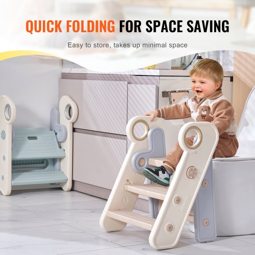 VEVOR Toddler Step Stool, Adjustable 3 Step to 2-Step Kitchen Stool for ...