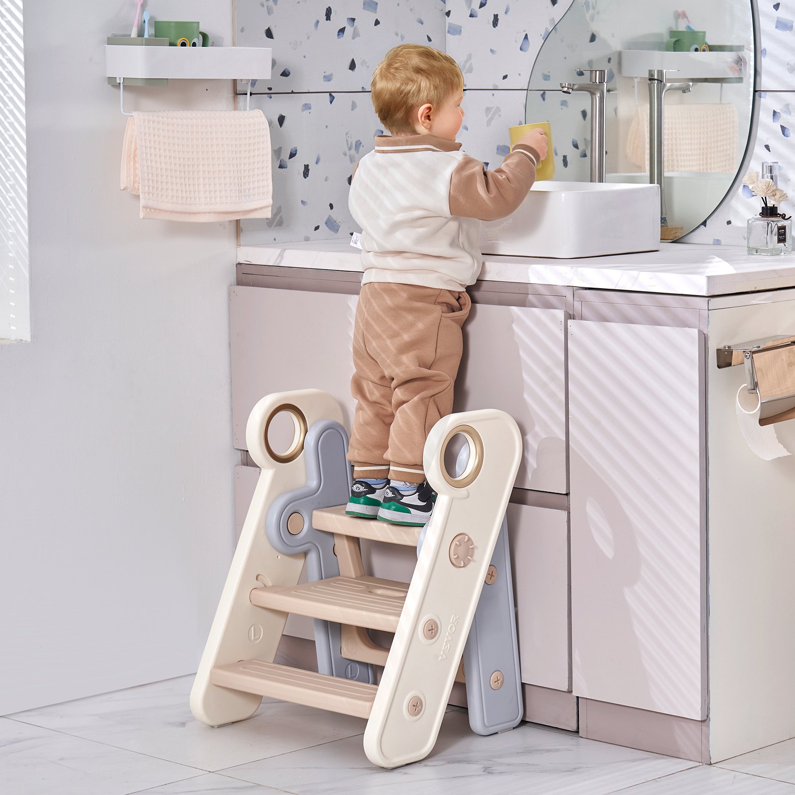 VEVOR Toddler Step Stool, Adjustable 3 Step to 2-Step Kitchen Stool for ...