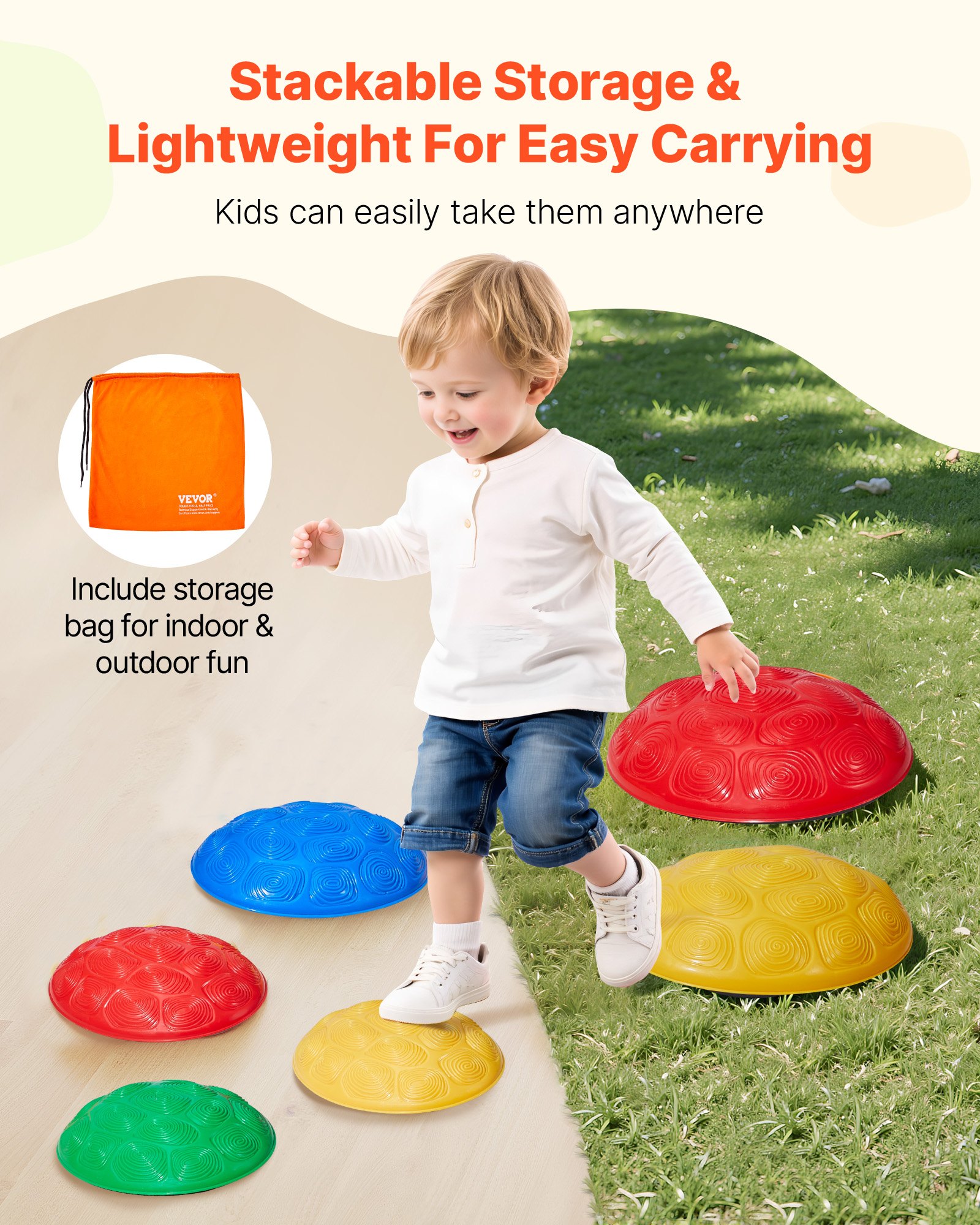 VEVOR Turtle Balance Stepping Stones, 6 PCS, Up to 220 lbs Kids Turtle ...