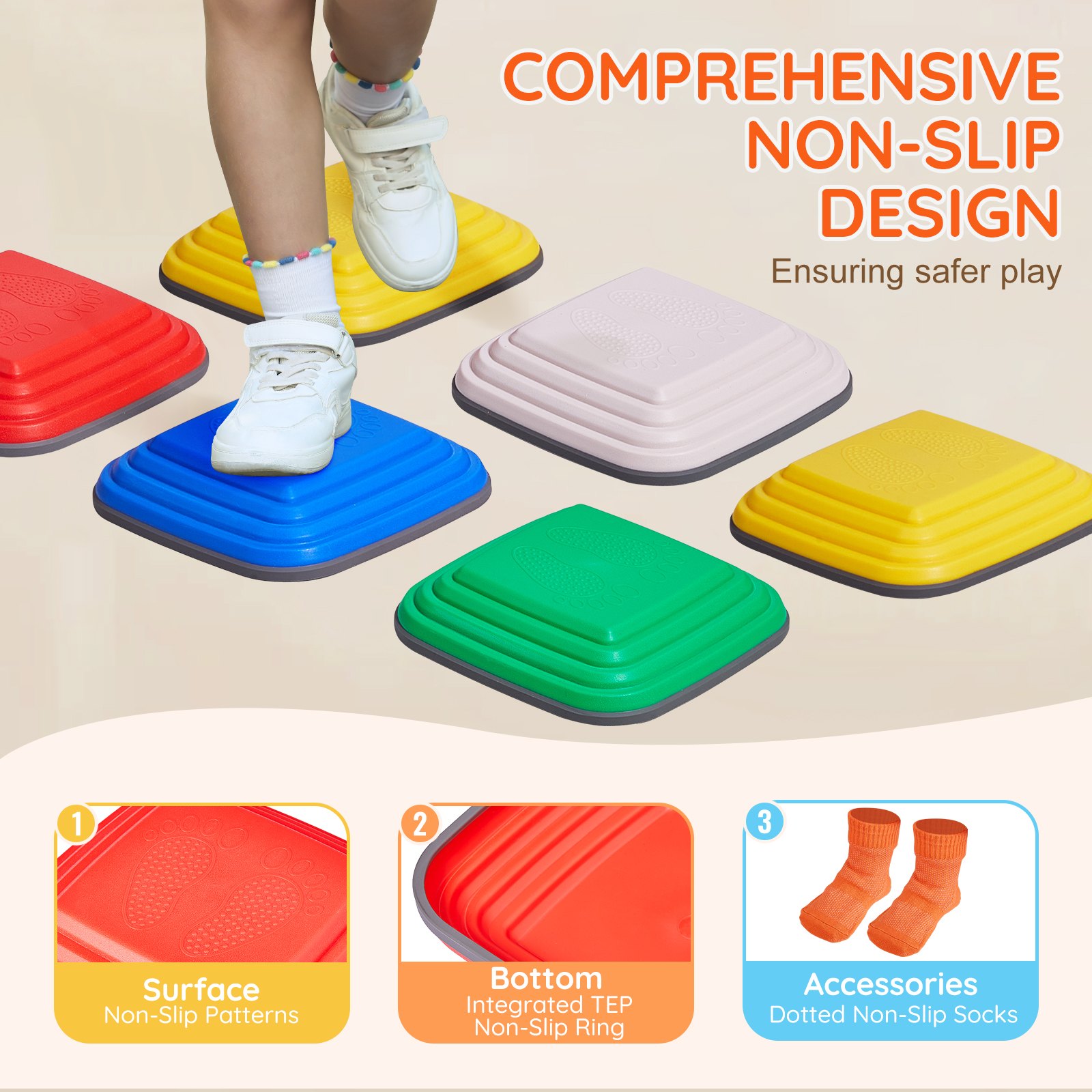 VEVOR Kids Balance Stepping Stones Sensory Obstacle Course 10 PCS ...