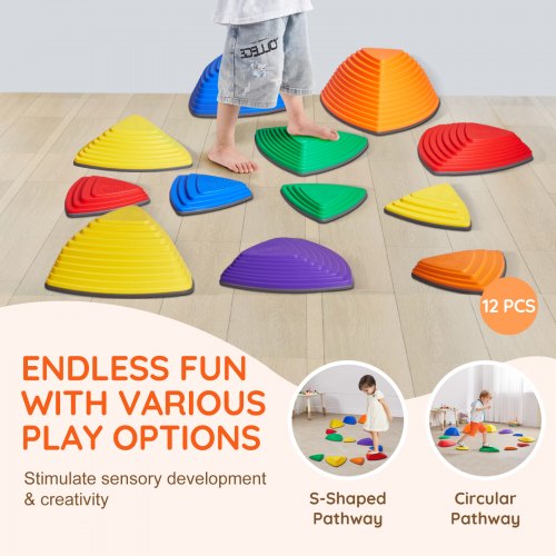 VEVOR Kids Balance Stepping Stones Sensory Obstacle Course 12 PCS ...
