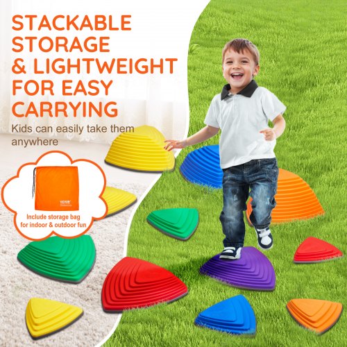 VEVOR Kids Balance Stepping Stones Sensory Obstacle Course 12 PCS ...