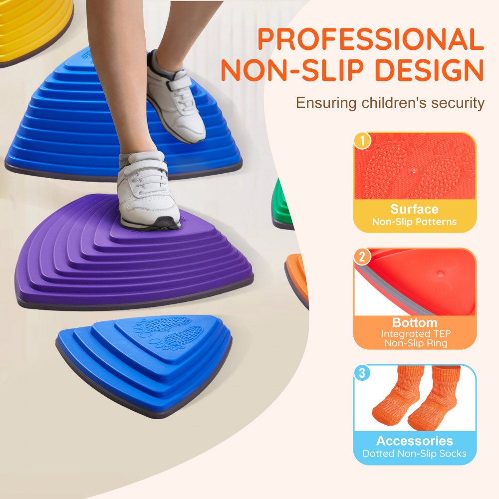 VEVOR Kids Balance Stepping Stones Sensory Obstacle Course 12 PCS ...