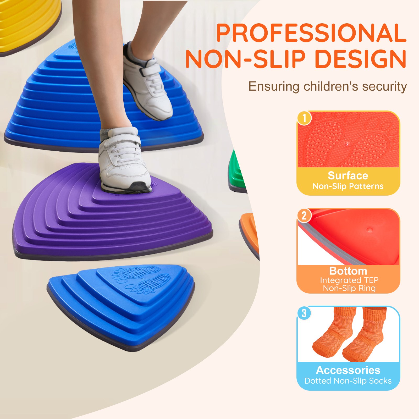 VEVOR Kids Balance Stepping Stones Sensory Obstacle Course 12 PCS ...