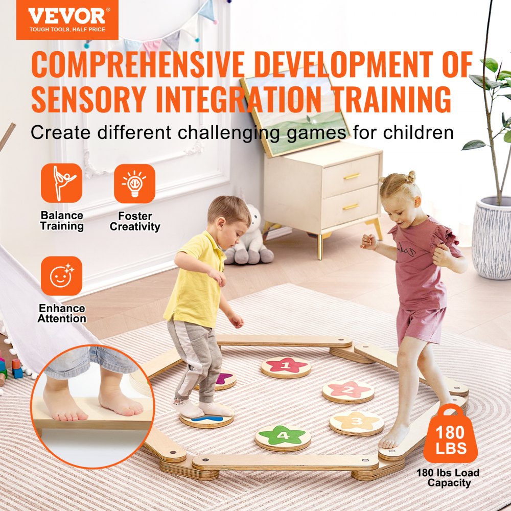 VEVOR Kids Balance Beam Stepping Stones Gymnastics Children Balance ...