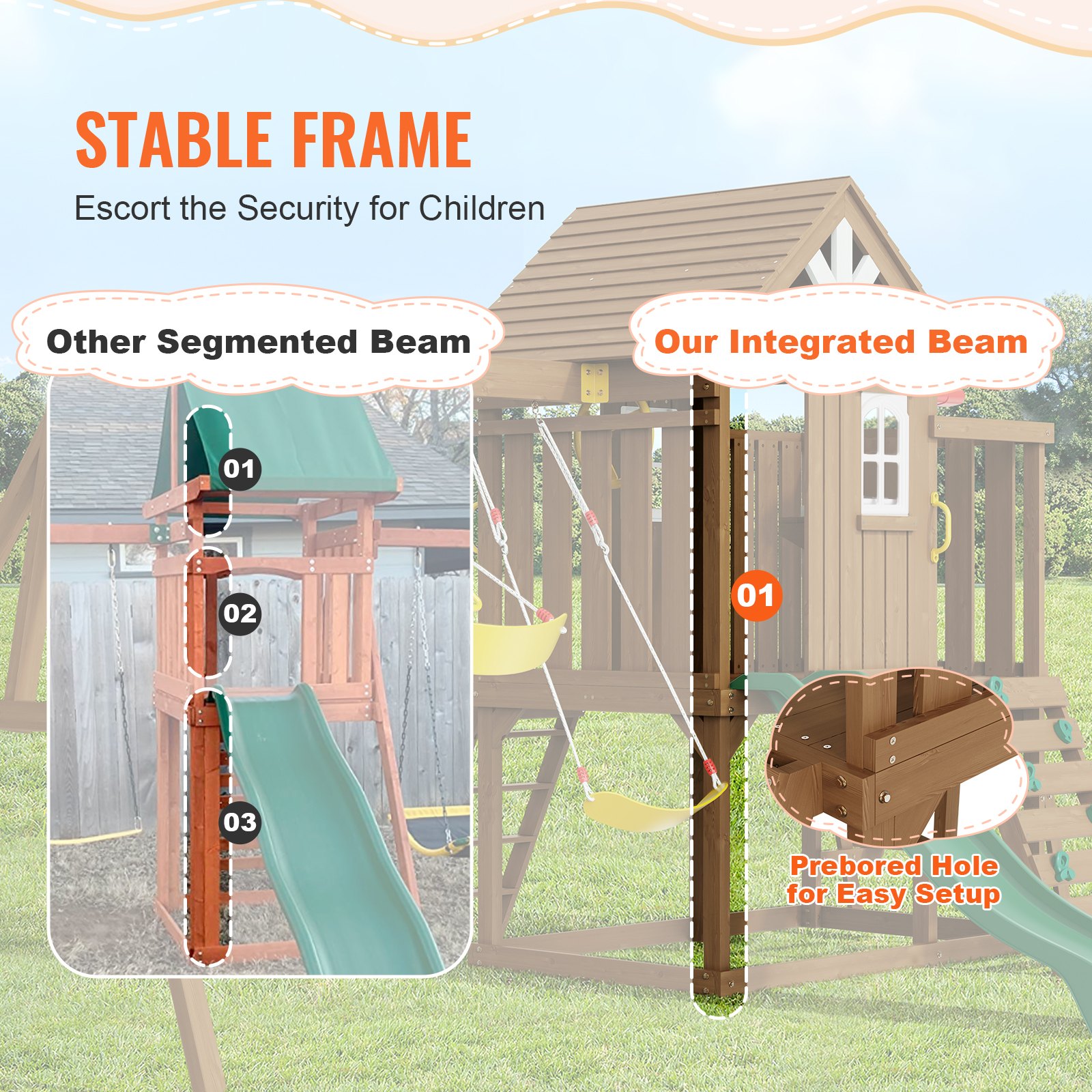VEVOR Swing Set with a Fort – 9-in-1, TLG92009, 331 lbs