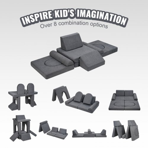 VEVOR Kids Couch, 10Pcs Modular Kids Play Couch, Toddler Couch Sofa Bed ...