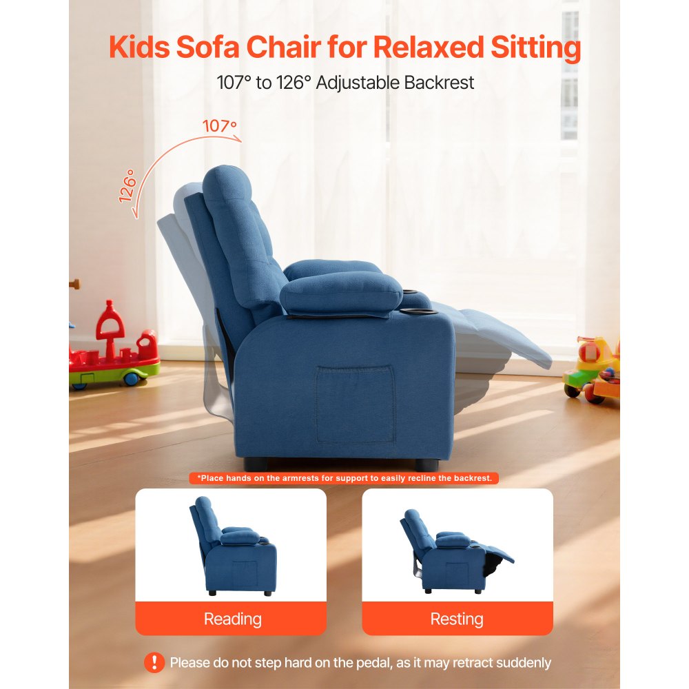VEVOR Children’s Recliners with Cup Holder – 107°-126°