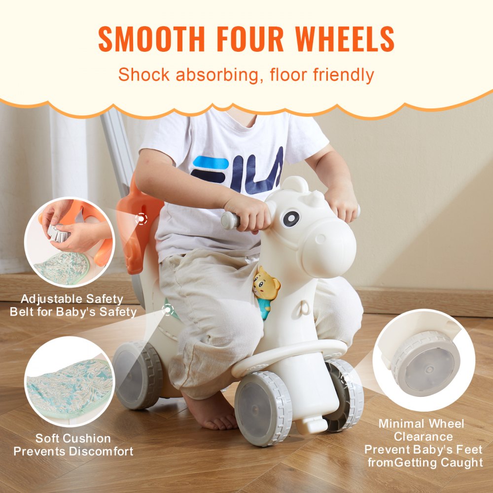 VEVOR 4 in 1 Rocking Horse for Toddlers 1-3 Years, Baby Rocking Horse ...