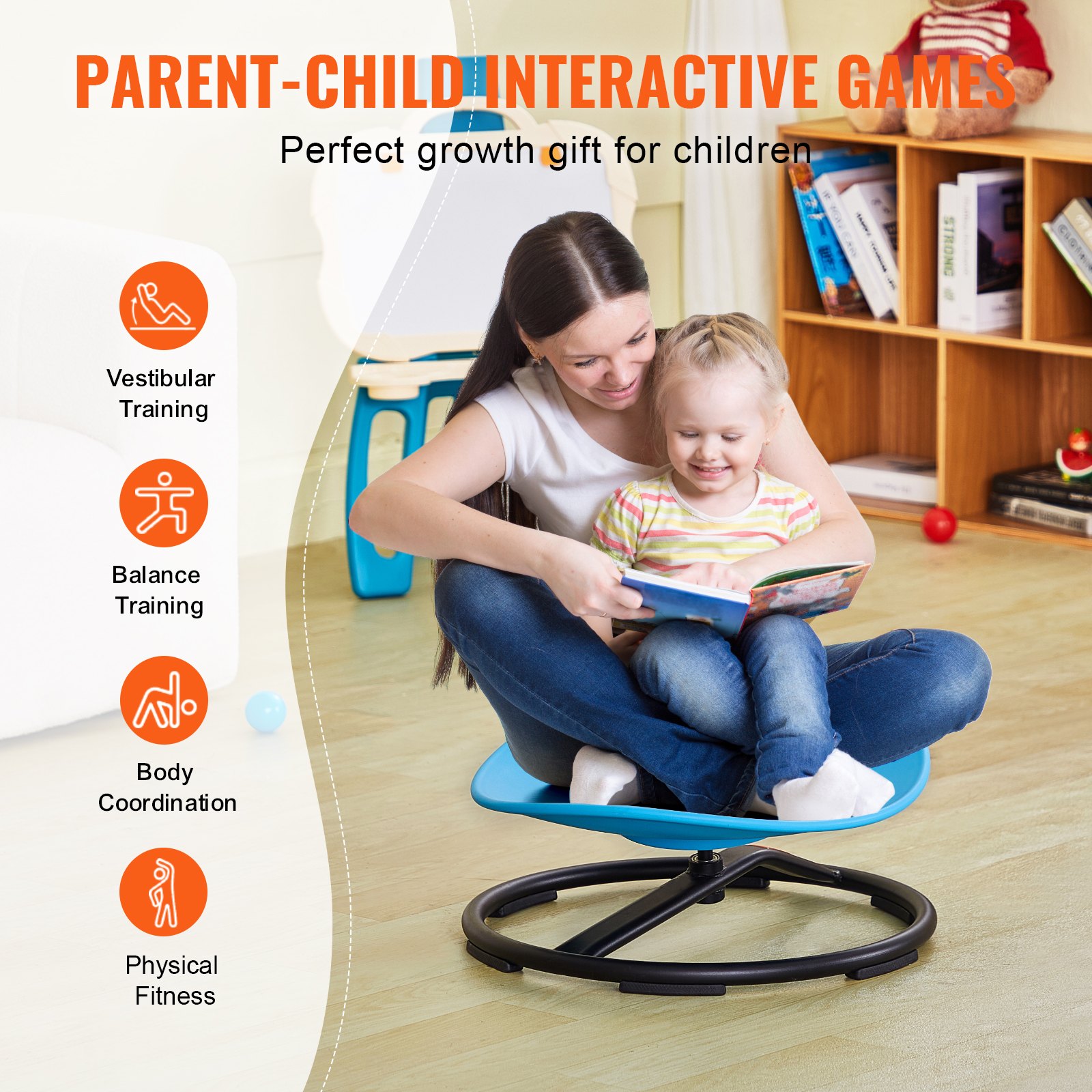 VEVOR Kids Swivel Chair, 100KG Capacity, Sensory Spinning Chair ...