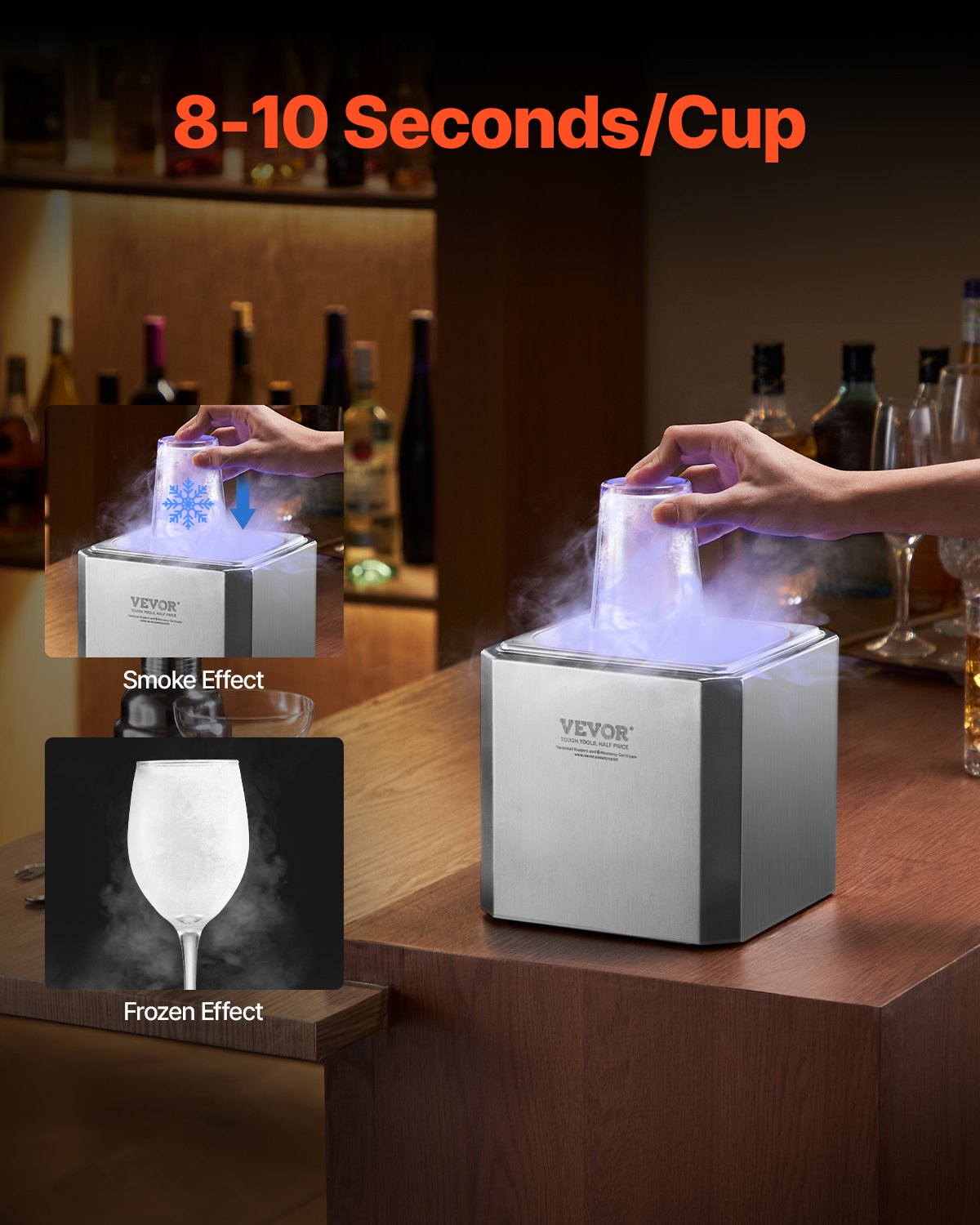 VEVOR CO2 Beer Glass Chiller Froster – 8-10 Sec Freeze, LED