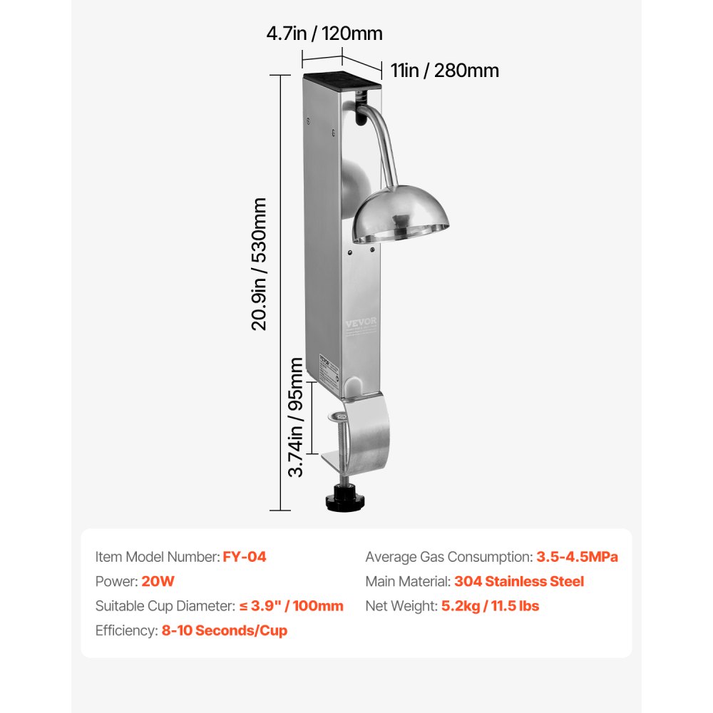 VEVOR CO2 Glass Chiller – 8-10 Sec, Wine, Beer, Cocktail