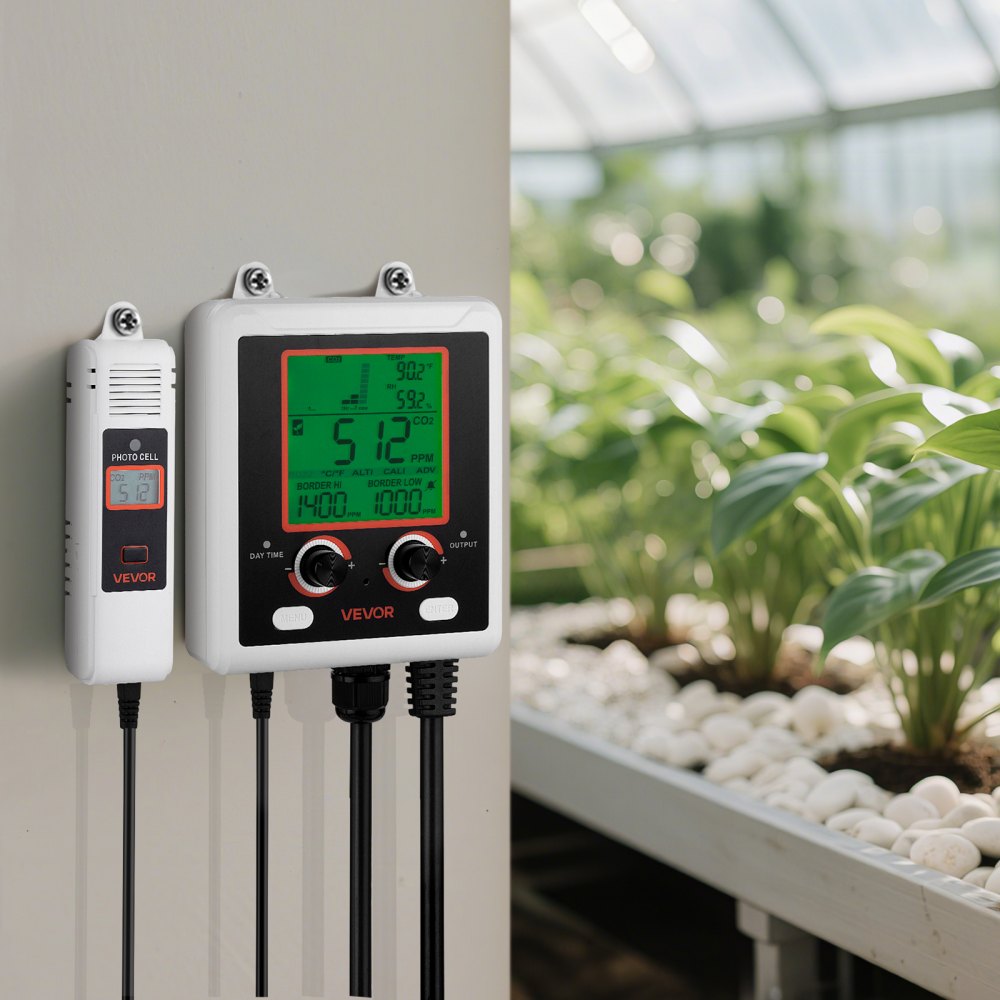 VEVOR Carbon Dioxide Monitoring Controller, Dual Outlets Carbon Dioxide ...