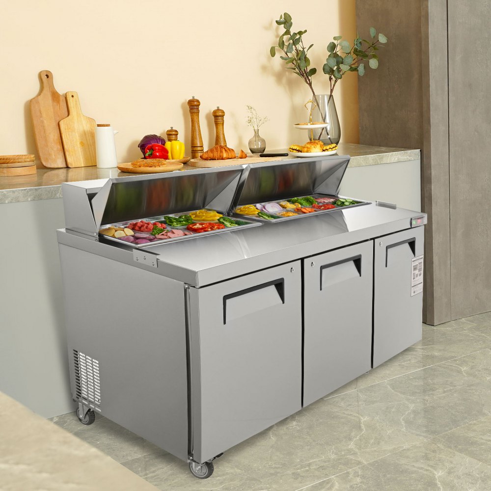 VEVOR Commercial Refrigerator, 72" Sandwich & Salad Prep Table, 17.73 ...