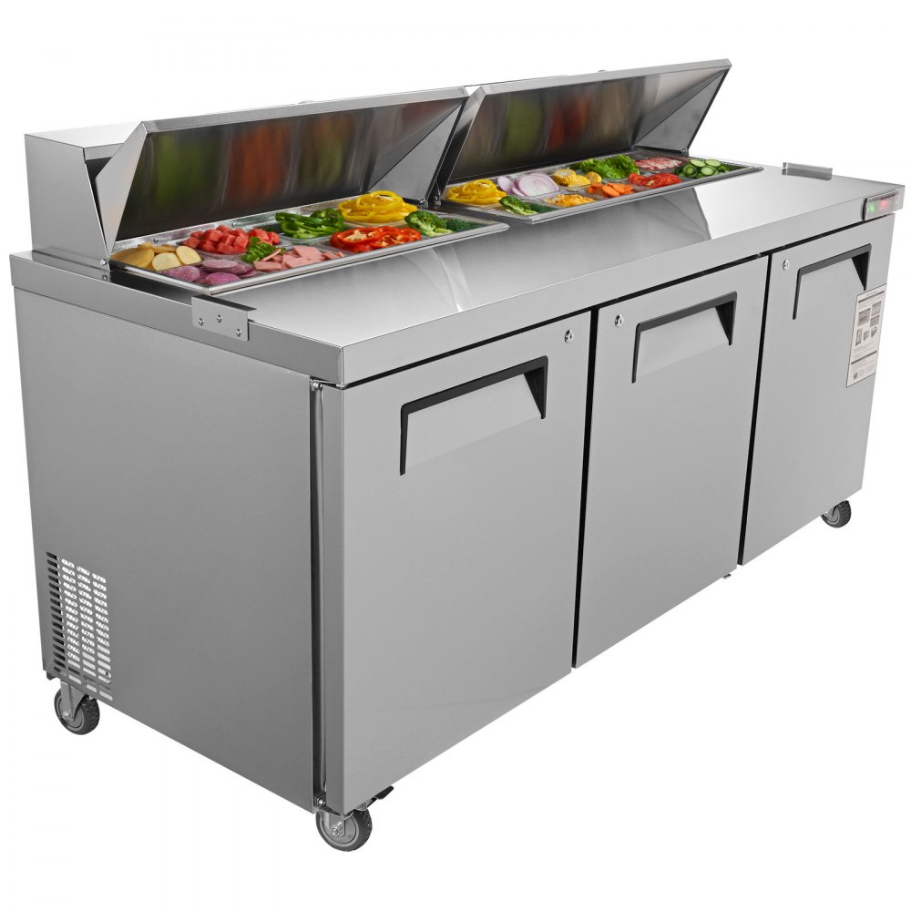 VEVOR Commercial Refrigerator, 72" Sandwich & Salad Prep Table, 17.73 ...