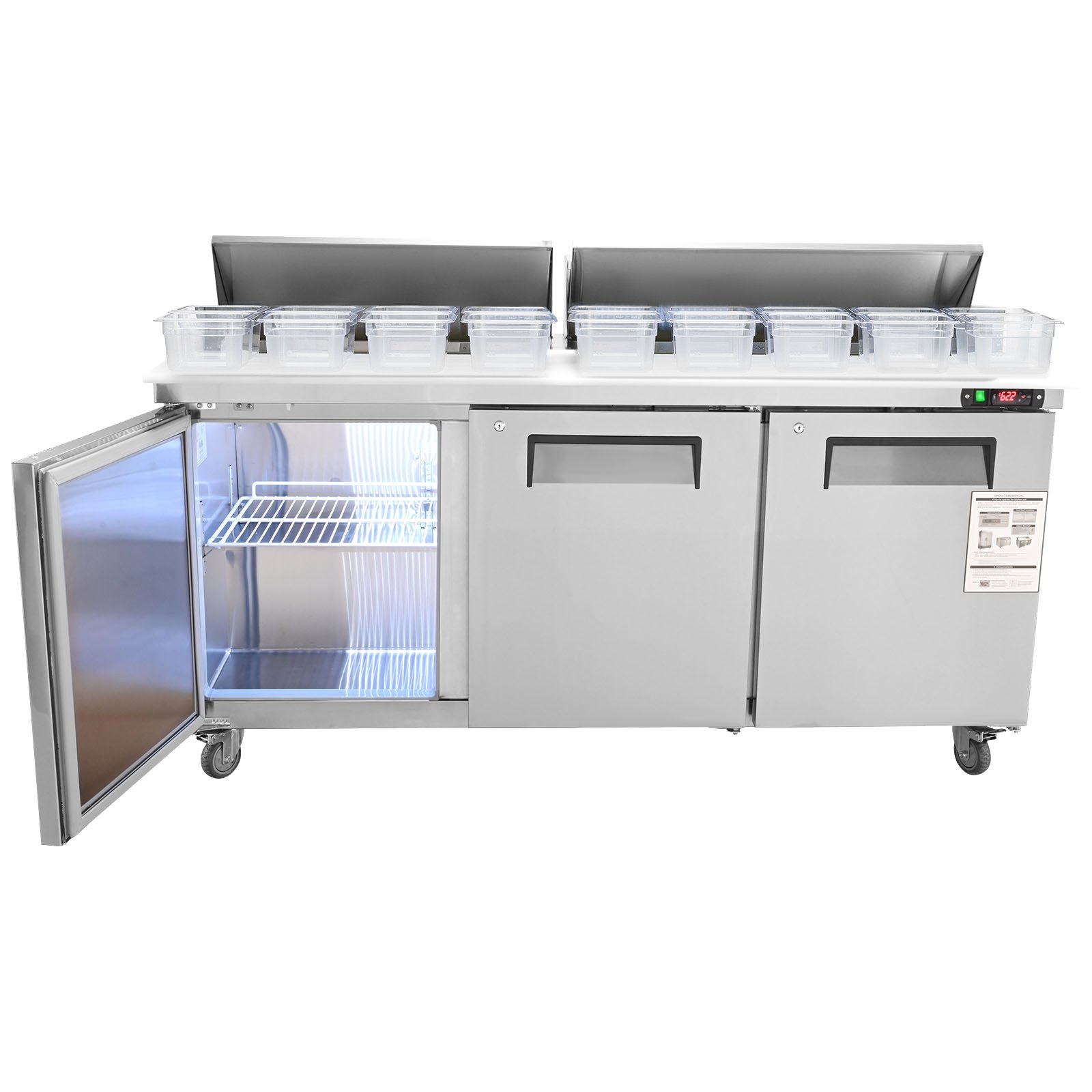 VEVOR Commercial Refrigerator, 72" Sandwich & Salad Prep Table, 17.73 ...