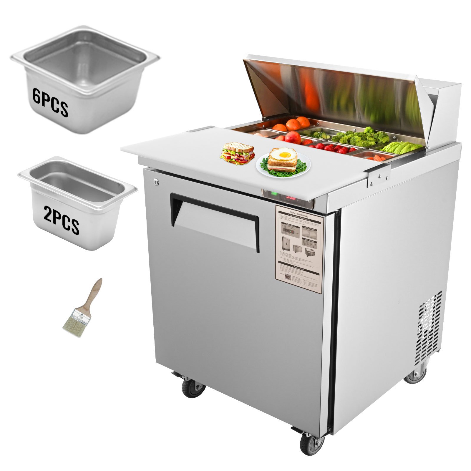 VEVOR Sandwich Prep Table, 7.42 Cu. Ft. Salad Single-door Refrigerated ...