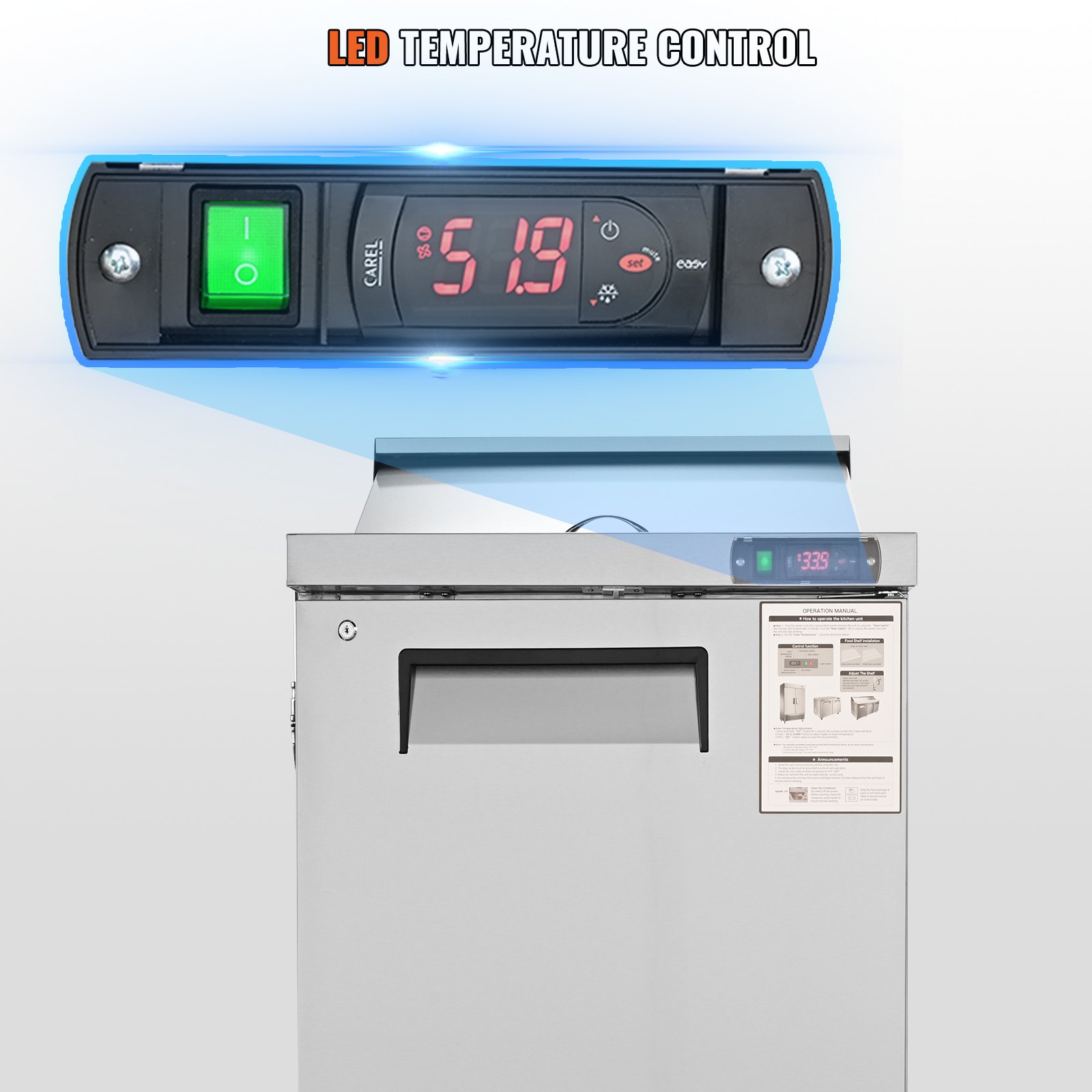 VEVOR Sandwich Prep Table, 7.42 Cu. Ft. Salad Single-door Refrigerated ...