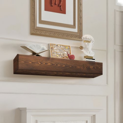 VEVOR Fireplace Mantel Wood Shelf Floating Rustic Mantel Shelf 60 ...