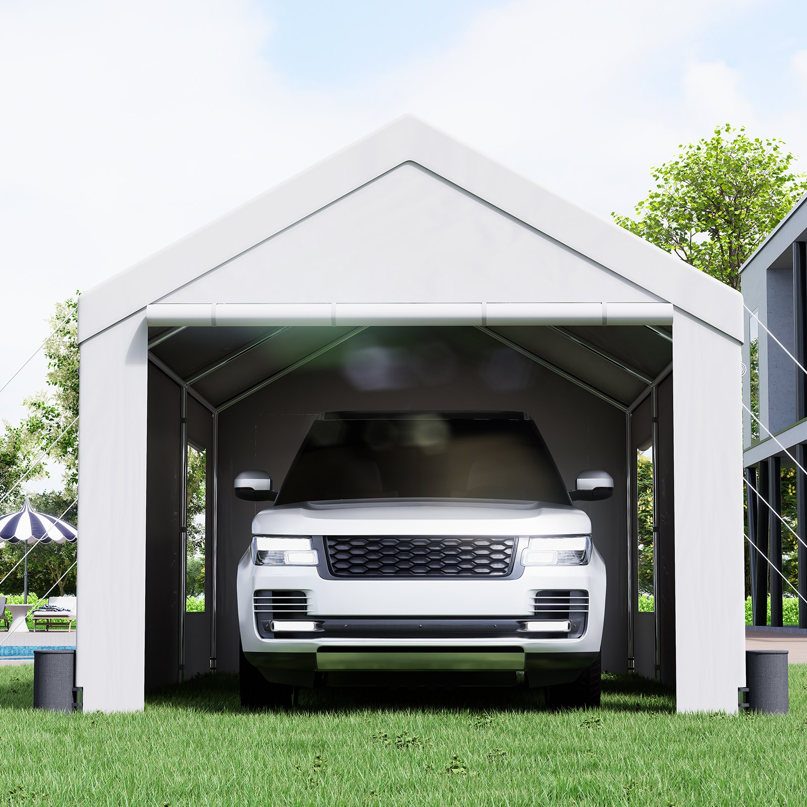 VEVOR Carport, Heavy Duty 10x20ft Car Canopy, Outdoor Garage Shelter ...