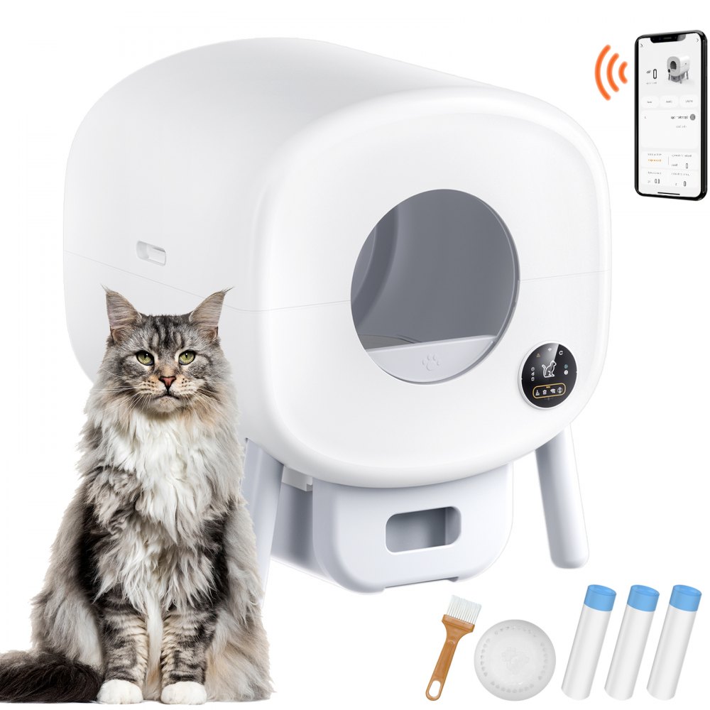 VEVOR 75L Self Cleaning Cat Litter Box with Odor Removal APP Control ...