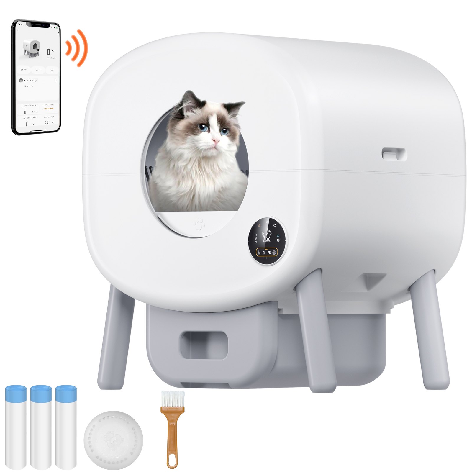 VEVOR 76L Self Cleaning Cat Litter Box, Automatic Cat Litter Box with ...