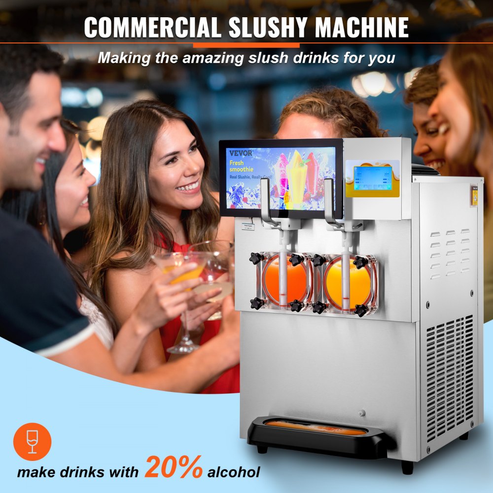 VEVOR Commercial Slushy Machine, 8L / 2.1 Gal Double Bowl Margarita ...