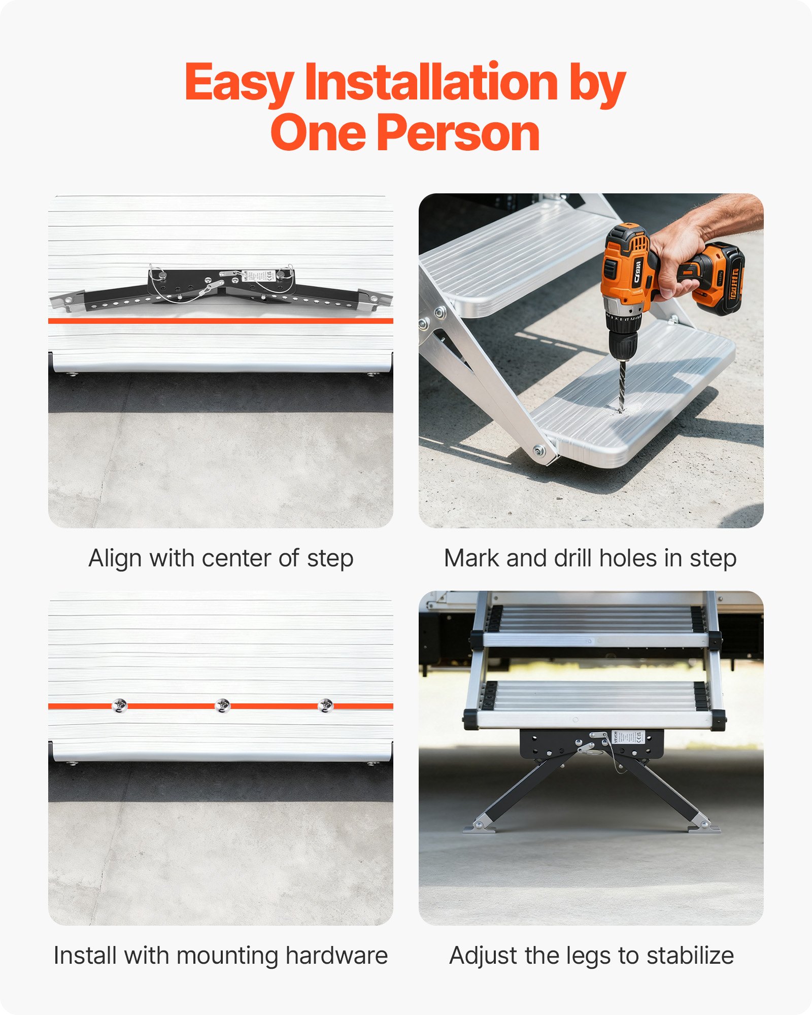 VEVOR RV Step Stabilizer, Height Adjustable Step Stabilizer Kit, Camper ...