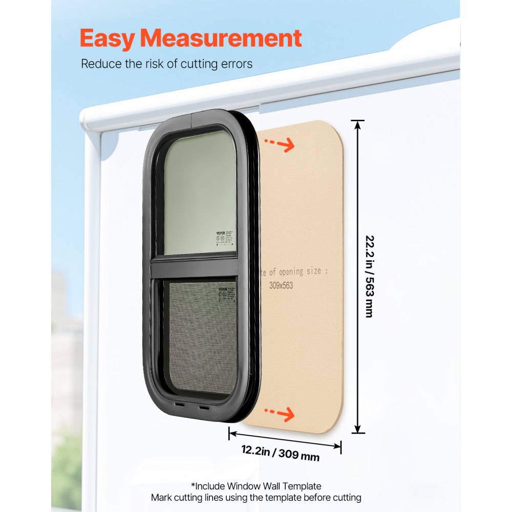 Vertical RV Window 12" W x 22" H Tinted Sliding RV Window & Net Screen ...